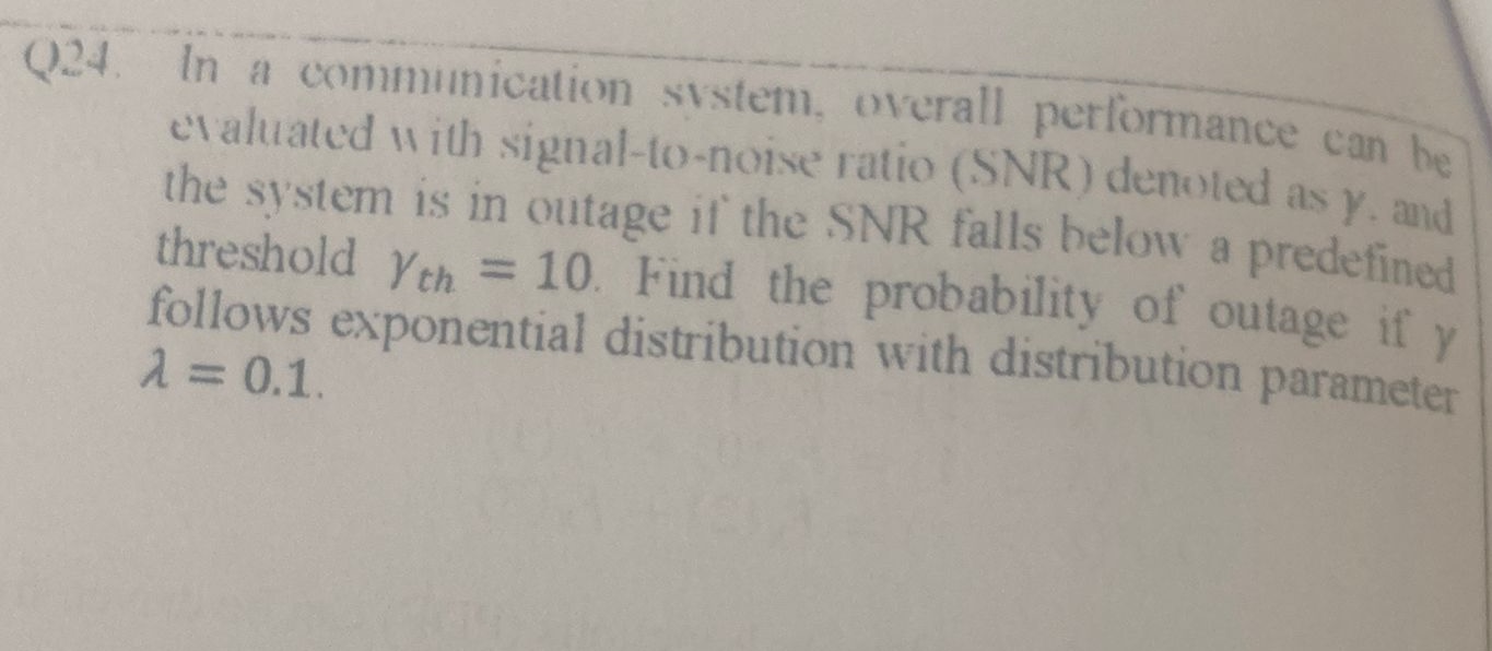 Solved Q24. ﻿In a communication sistem, overall performance | Chegg.com