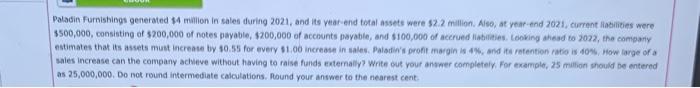 Solved Poladin furnishibgs generated 14 muilion in sales | Chegg.com