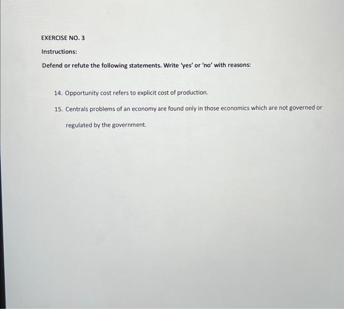 Solved EXERCISE NO. 2 Instructions: Define thoroughly the | Chegg.com