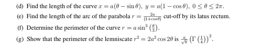 Solved = = 2a (d) Find the length of the curve r = a(@– | Chegg.com