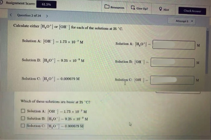 Solved Assignment Score: 61.5% Resources Give Up? Hint Check | Chegg.com