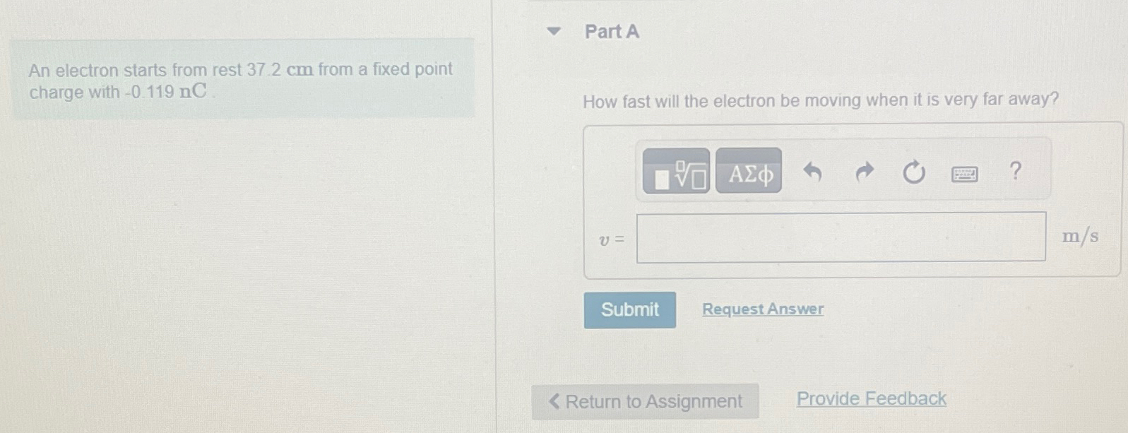 Solved Part AAn electron starts from rest 37.2cm ﻿from a | Chegg.com