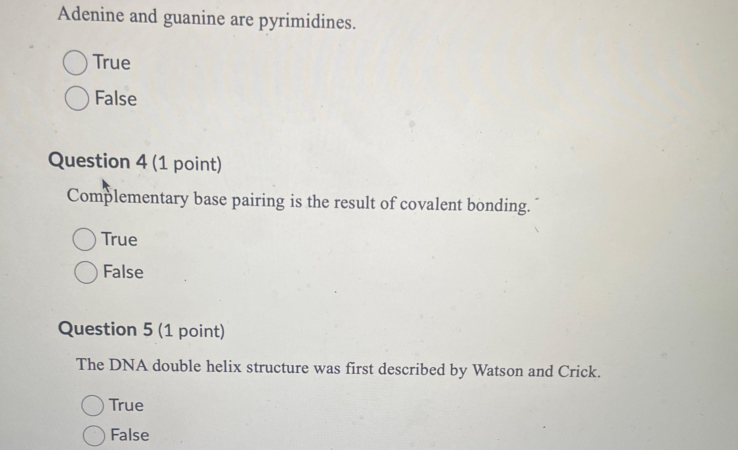 Solved Adenine and guanine are pyrimidines.TrueFalseQuestion | Chegg.com