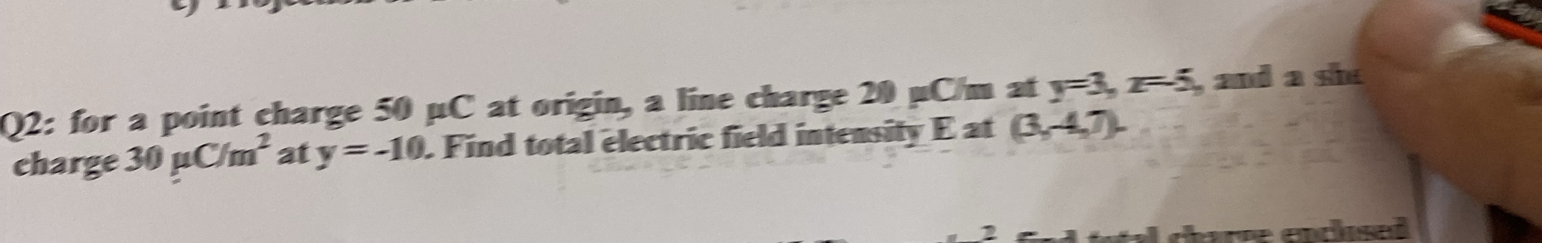 Solved Q2: for a point charge 50μC ﻿at origin, a line charge | Chegg.com