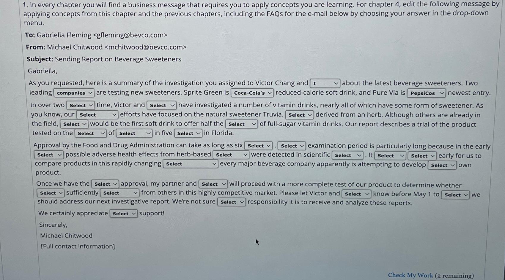 Solved In every chapter you will find a business message | Chegg.com