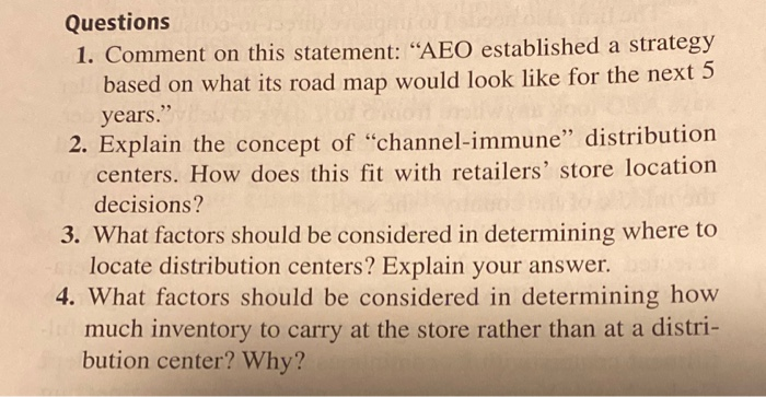 Solved Questions 1. Comment on this statement: “AEO | Chegg.com