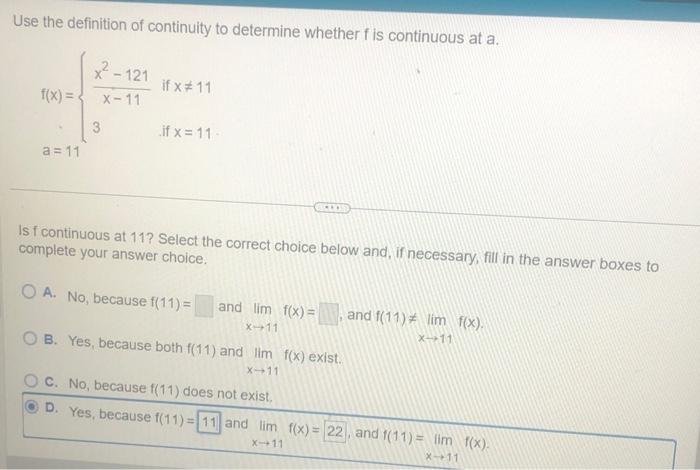 Solved Use the definition of continuity to determine whether | Chegg.com