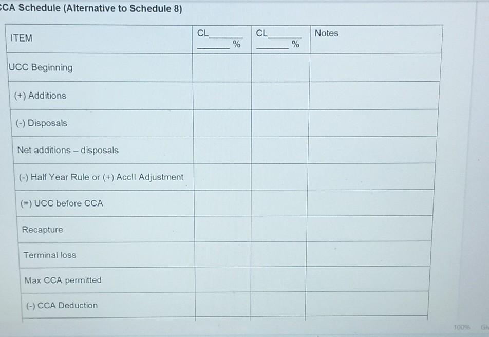 Solved CA Schedule (Alternative to Schedule 8)Note 1: | Chegg.com