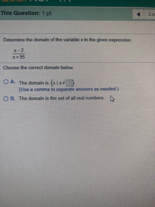 Solved This Question: 1 pt 30 Determine the domain of the | Chegg.com