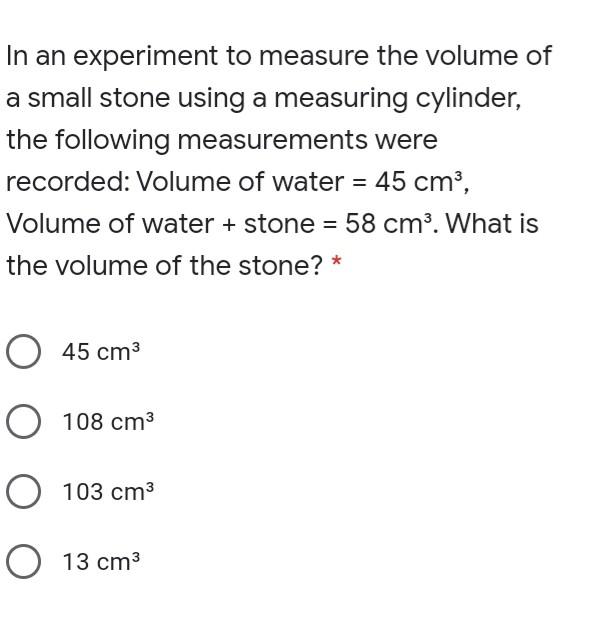 Solved In an experiment to measure the volume of a small | Chegg.com