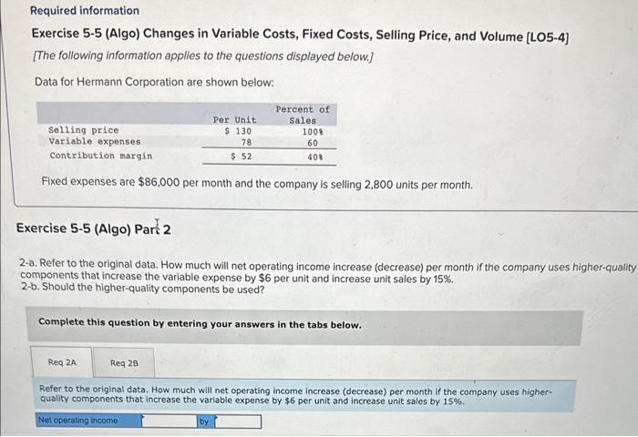 Solved Required information Exercise 5-5 (Algo) Changes in | Chegg.com