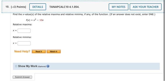 Solved Find the x-value(s) of the relative maxima and | Chegg.com