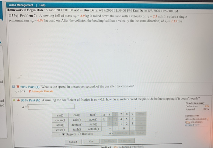 Solved Class Management | Help Homework 8 Begin Date: | Chegg.com