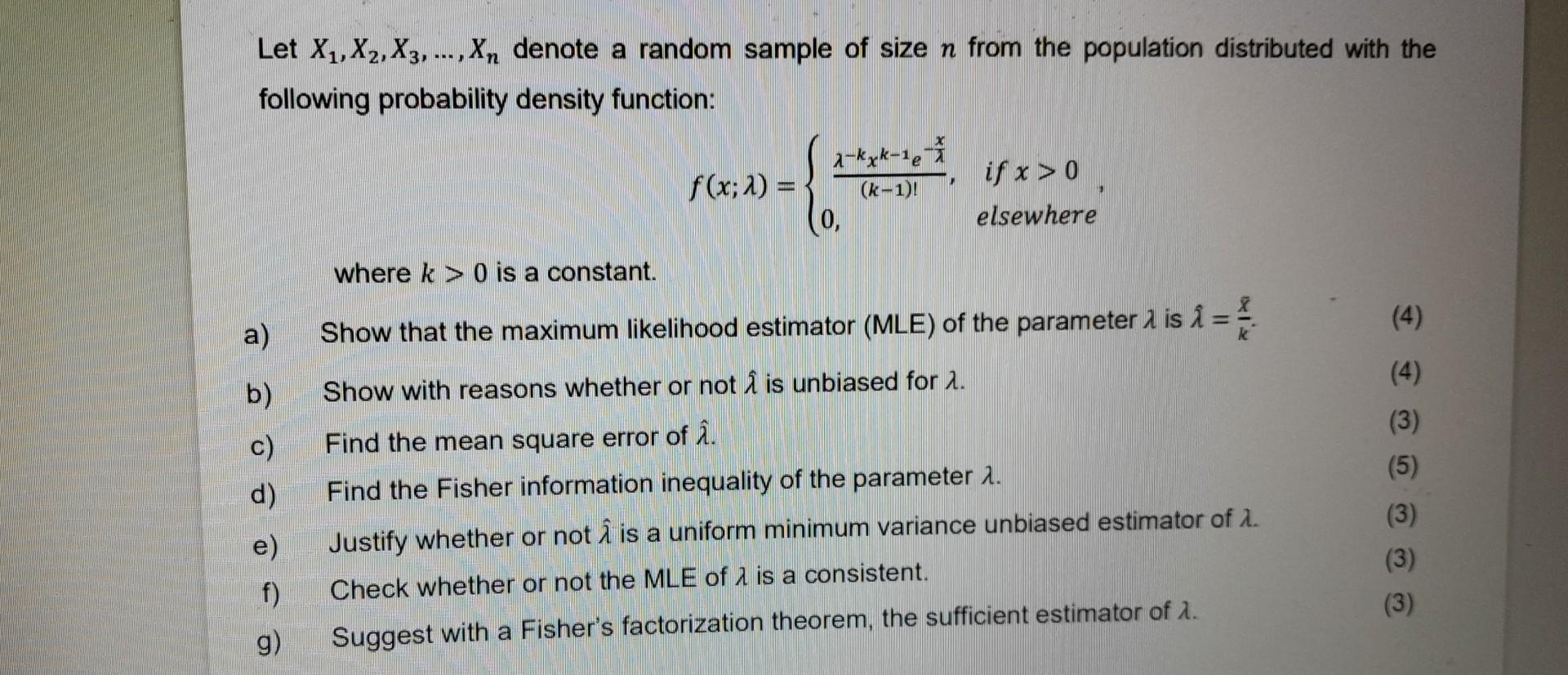 Solved Let X1,X2,X3,…,Xn denote a random sample of size n | Chegg.com