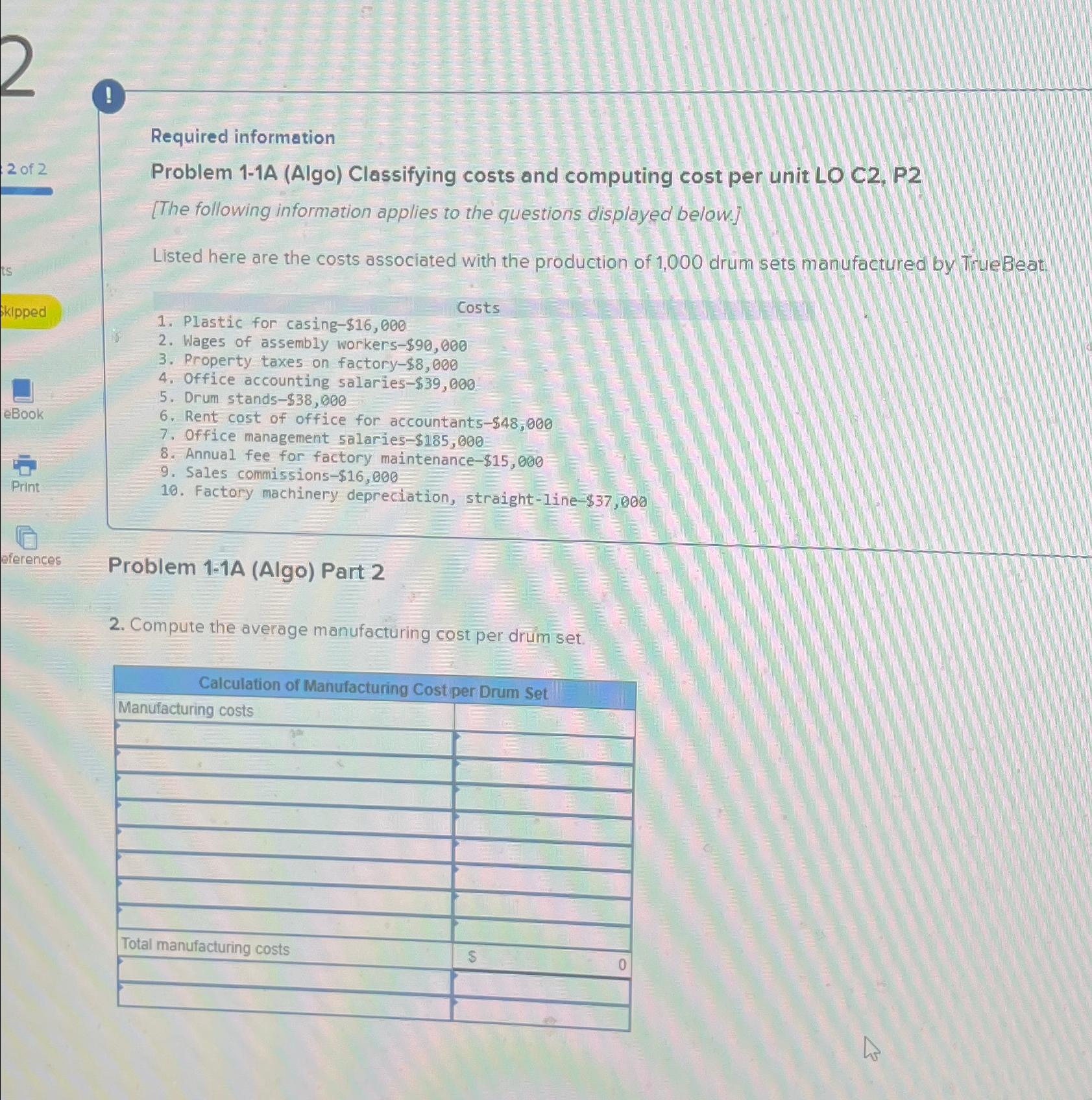 Solved !Required informationProblem 1-1A (Algo) ﻿Classifying | Chegg.com