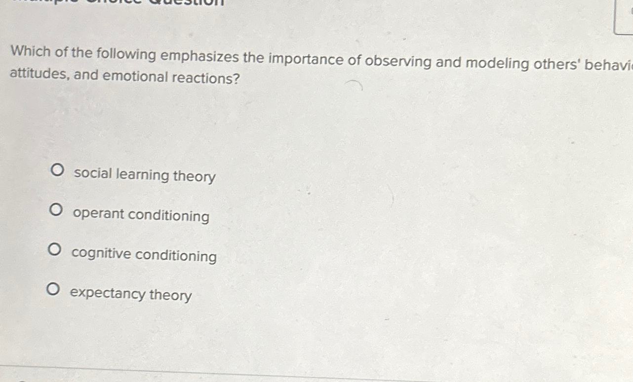 Solved Which of the following emphasizes the importance of | Chegg.com