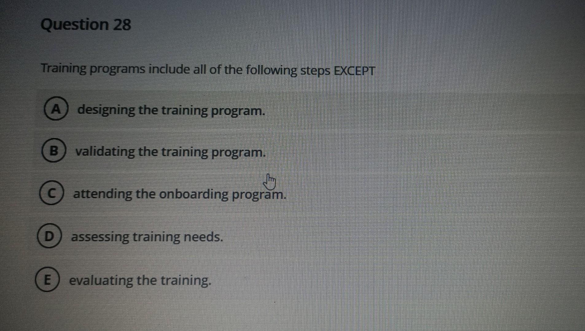 Solved Training programs include all of the following steps | Chegg.com