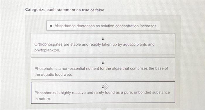 Solved Categorize each statement as true or false. :: | Chegg.com