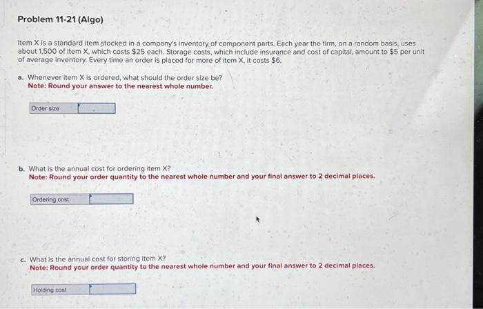 Solved Item X is a standard item stocked in a company's | Chegg.com