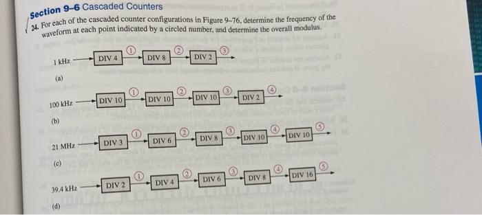 Solved Section 9-6 Cascaded Counters 24. For each of the | Chegg.com