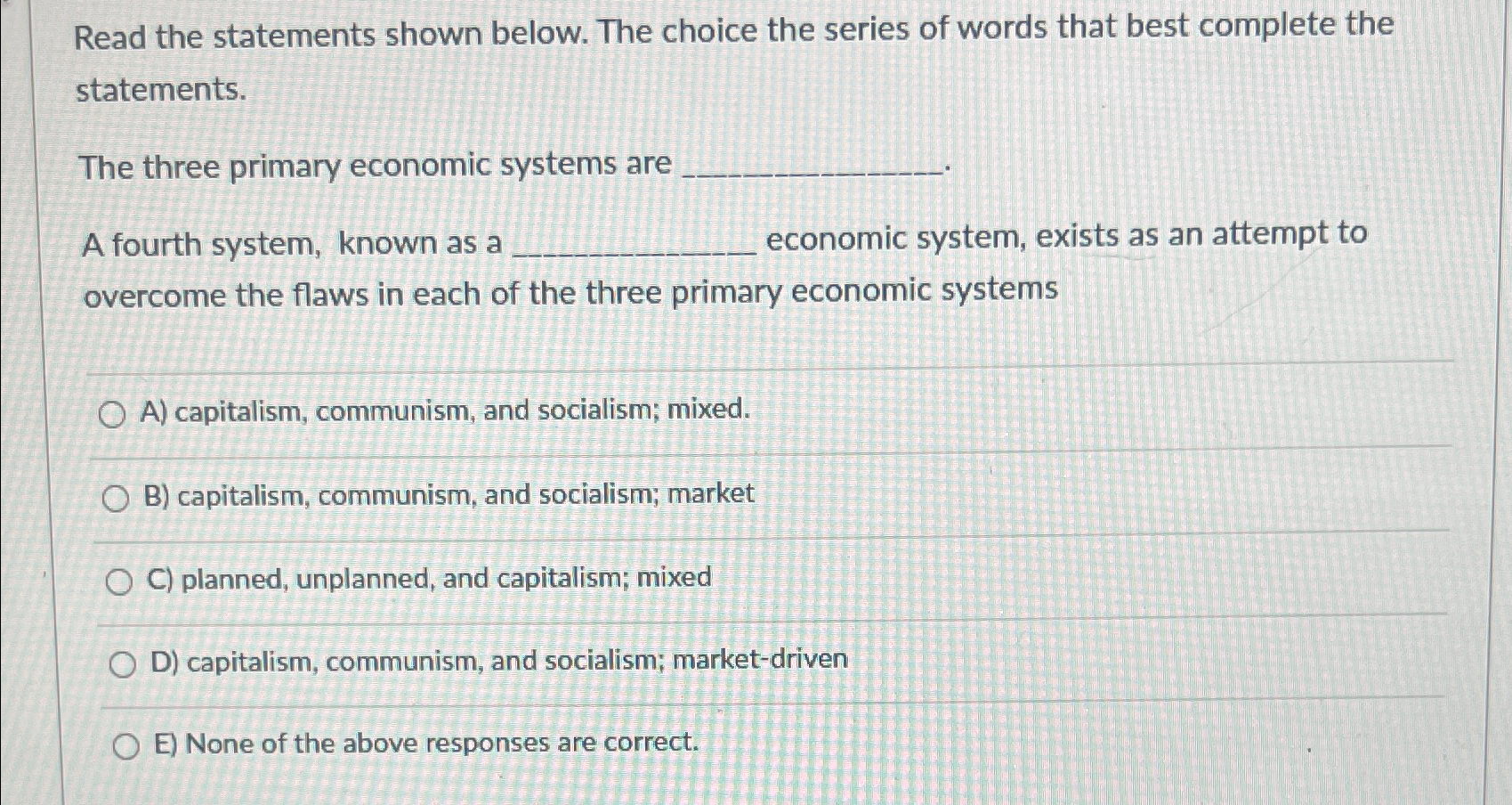 Solved Read the statements shown below. The choice the | Chegg.com