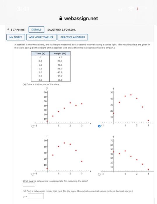 Solved A webassign.net SALGTRIG4 3.FOM.004. A baseball is | Chegg.com
