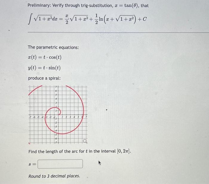 Solved Preliminary: Verify through trig-substitution, | Chegg.com