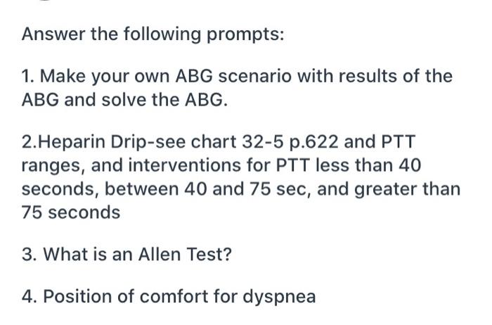 Solved Answer the following prompts: 1. Make your own ABG | Chegg.com