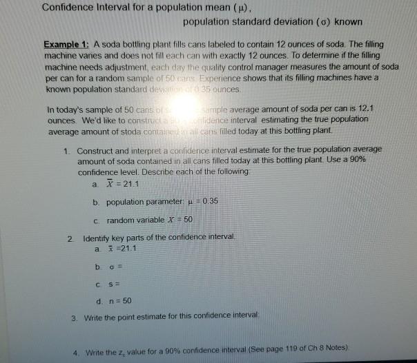 Solved Confidence interval for a population mean (w). | Chegg.com
