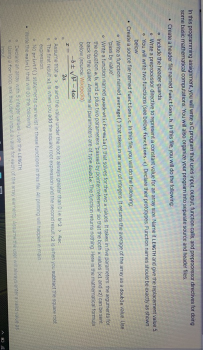 Solved In this programming assignment, you will write a C | Chegg.com