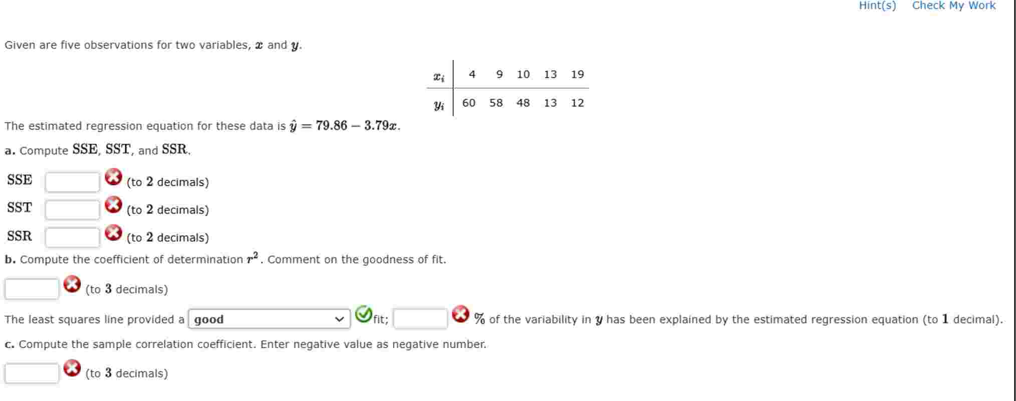 Solved by an EXPERT Given are five observations for two variables, | Chegg.com