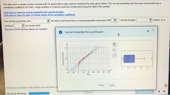 Solved The Data Froma Simple Random Sample With 25