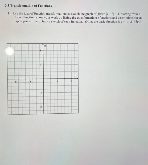 Solved 3.5 Transformation of Functions 1. Use the idea of | Chegg.com