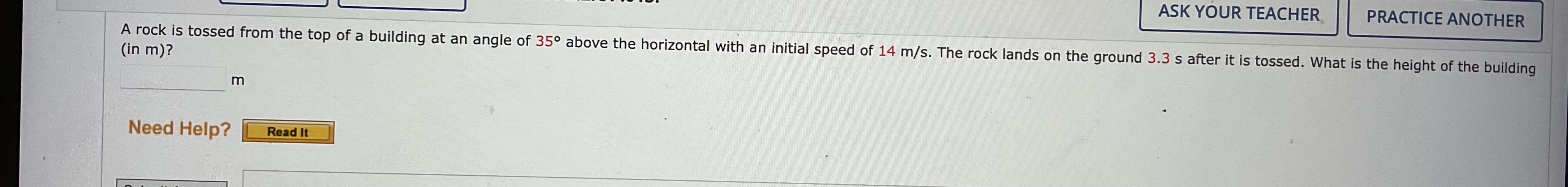 Solved A rock is tossed from the top of a building at an | Chegg.com