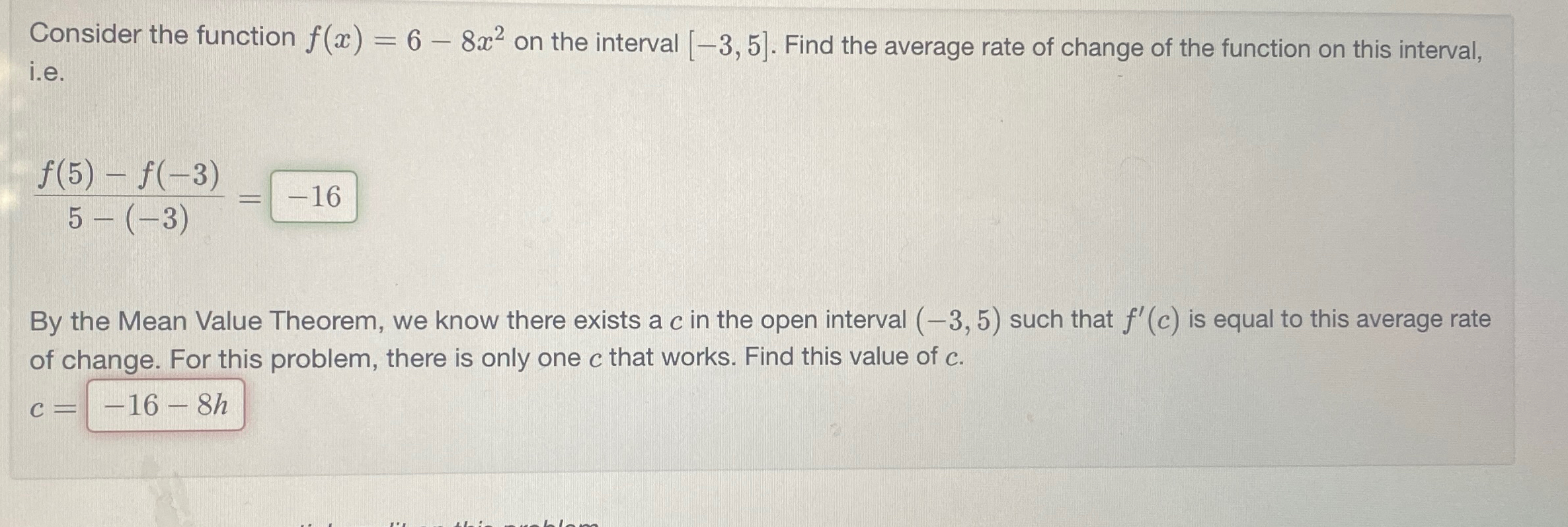 Solved Consider the function f(x)=6-8x2 ﻿on the interval | Chegg.com