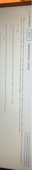 Solved 2. (-/0.2 Points) DETAILS CRAUDCOLALG5 1.1.EX.003. MY | Chegg.com