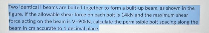 Solved Two identical I beams are bolted together to form a | Chegg.com