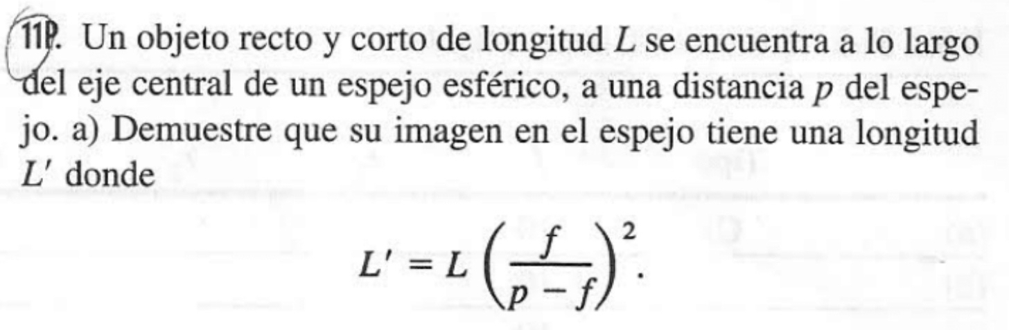 Solved Un objeto recto y corto de longitud L ﻿se encuentra a | Chegg.com