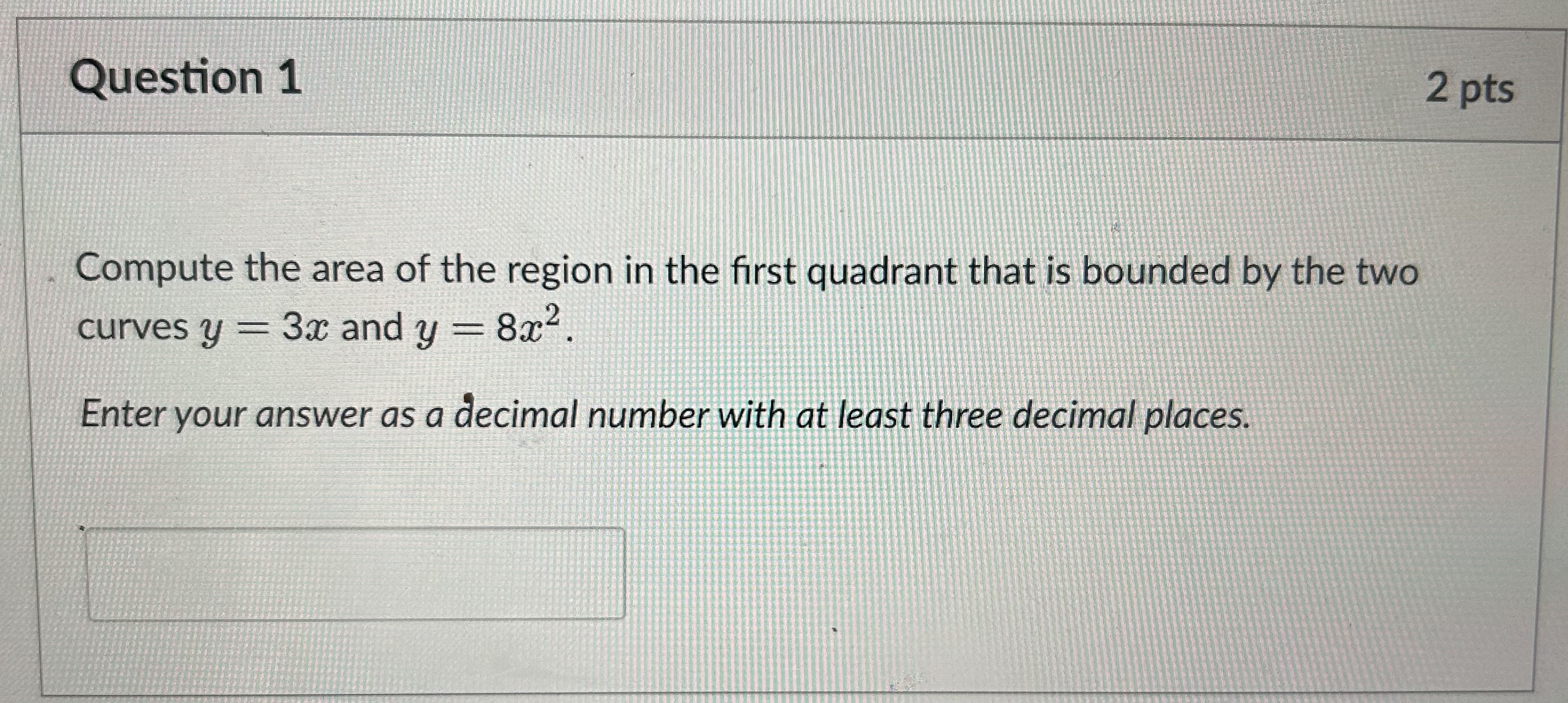 Solved Question 1Compute the area of the region in the first | Chegg.com