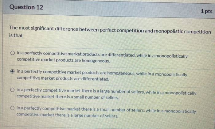 Solved Question 12 1 pts The most significant difference | Chegg.com