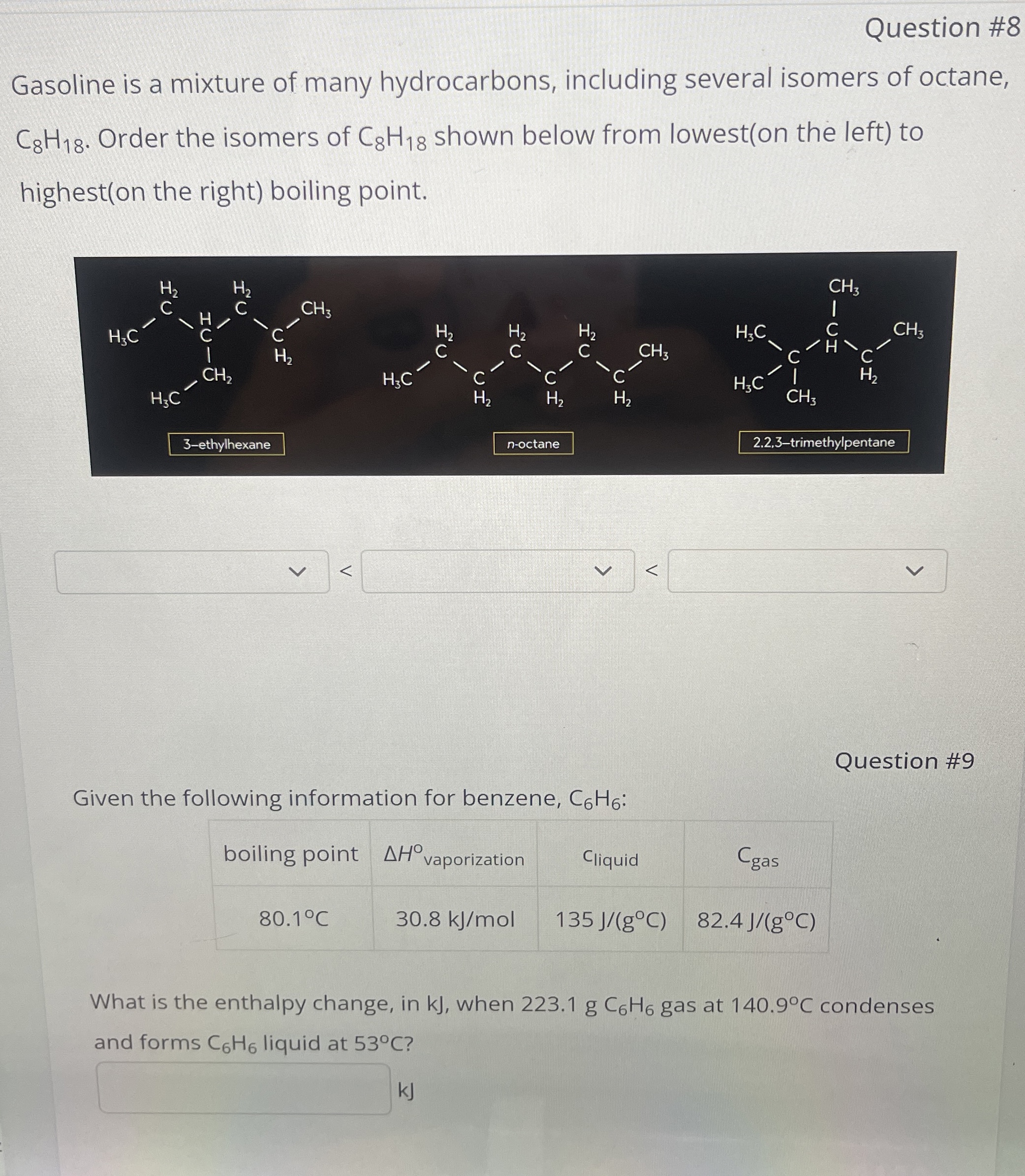 Solved Question #8Gasoline is a mixture of many | Chegg.com