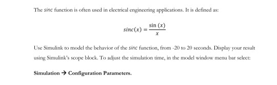Solved The sinc function is often used in electrical | Chegg.com