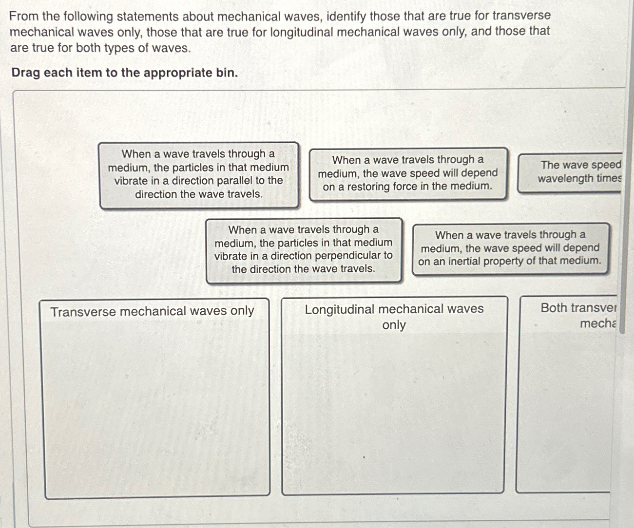 Solved From the following statements about mechanical waves, | Chegg.com