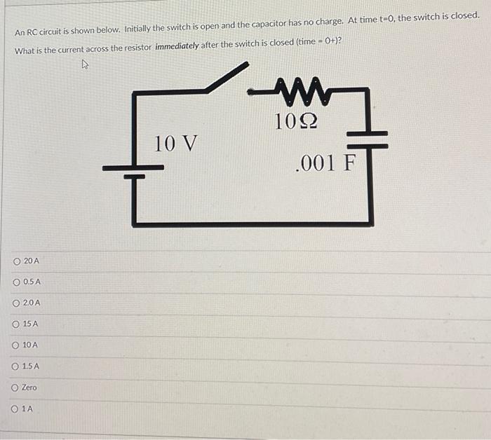 Solved An RC circuit is shown below. Initially the switch is | Chegg.com