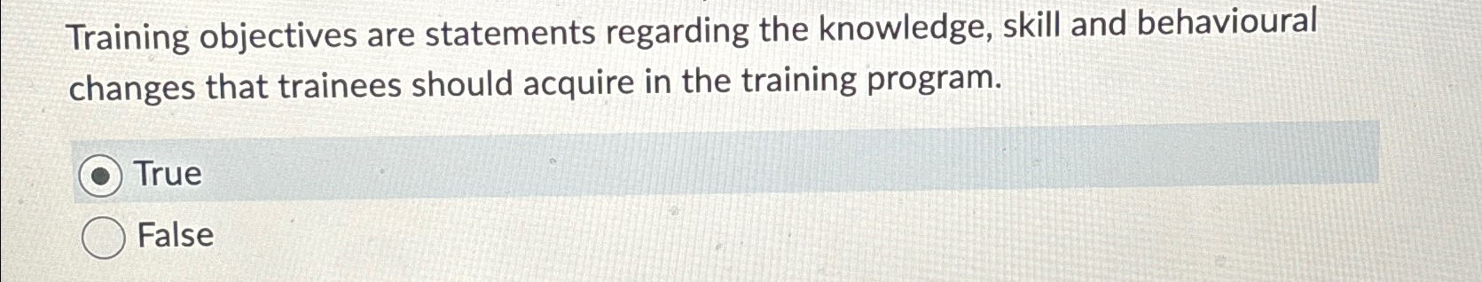 Solved Training objectives are statements regarding the | Chegg.com
