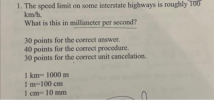 Solved 1. The speed limit on some interstate highways is | Chegg.com