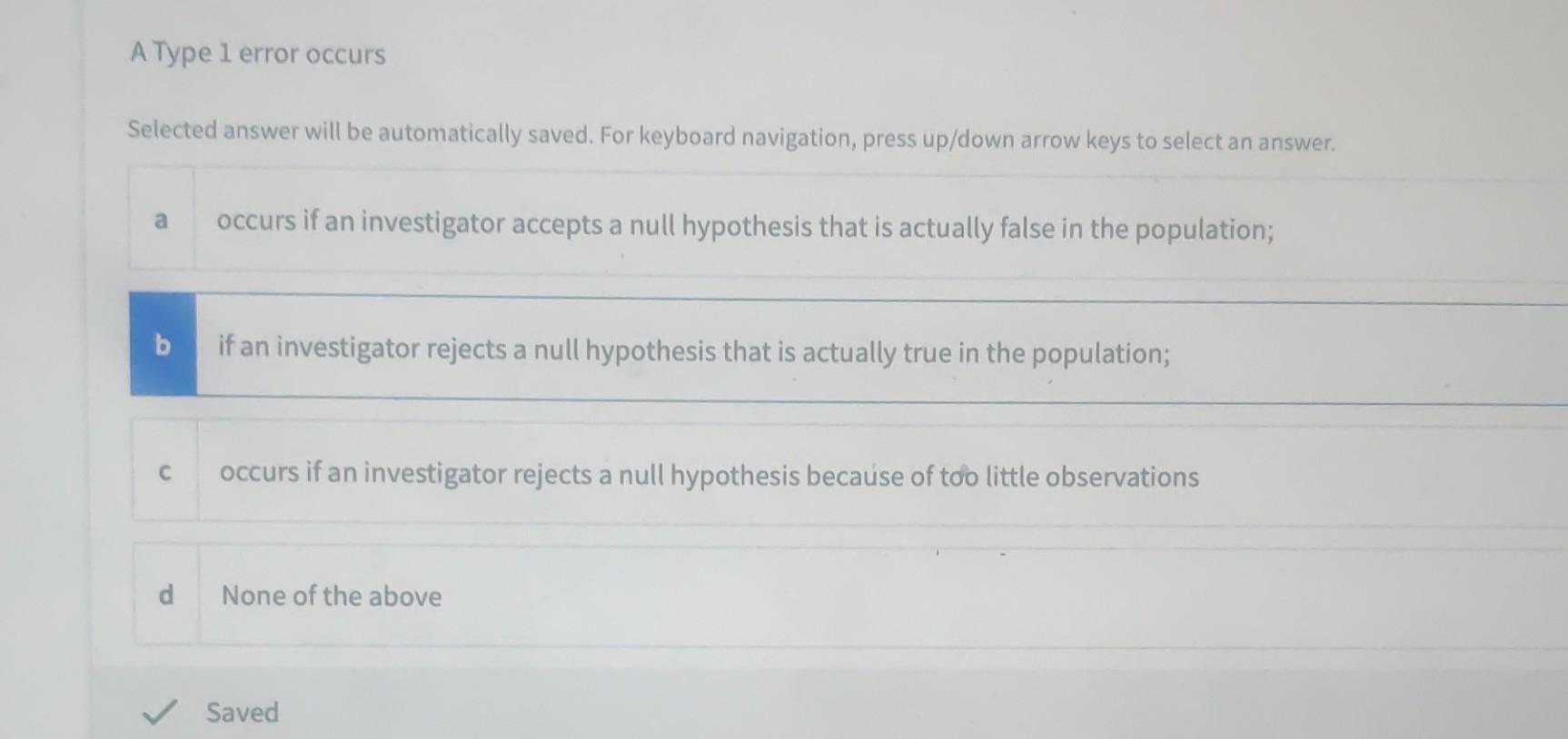 Solved A Type 1 Error Occurs Selected Answer Will Be