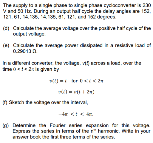 Solved The supply to a single phase to single phase | Chegg.com