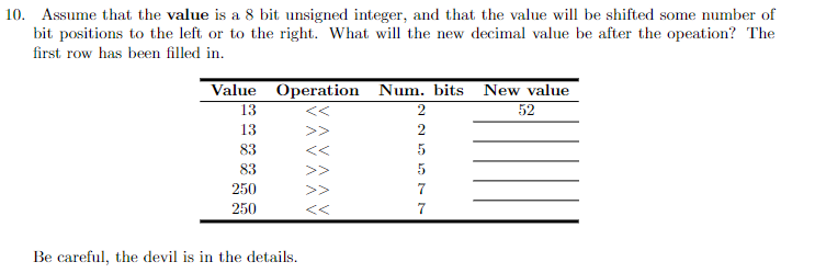 Solved Assume That The Value Is A 8 bit Unsigned Integer