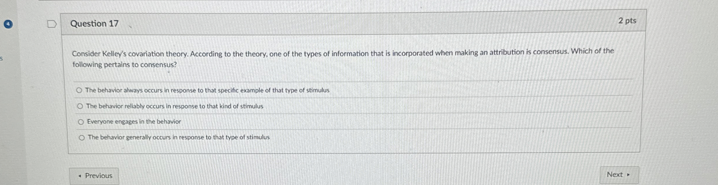 Solved Question 172 ﻿ptsConsider Kelley's covariation | Chegg.com